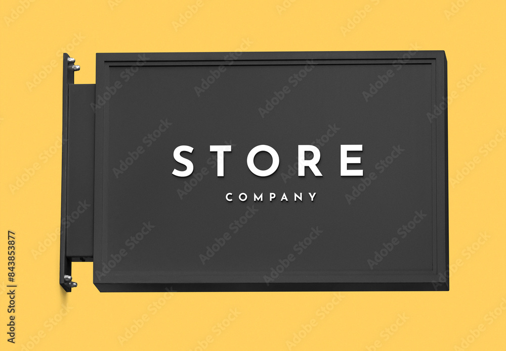 Logo Mockup Template Style Effect Wall Badge Sign Signboard Metal Text ...
