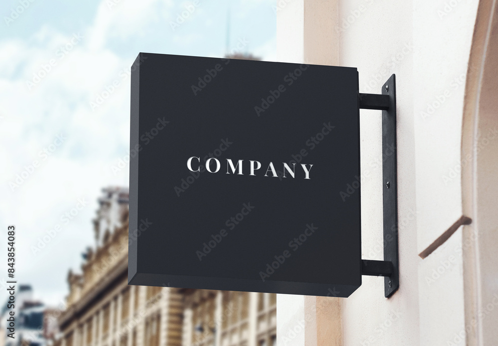 Logo Mockup Template Style Effect Wall Badge Sign Signboard Metal Text ...