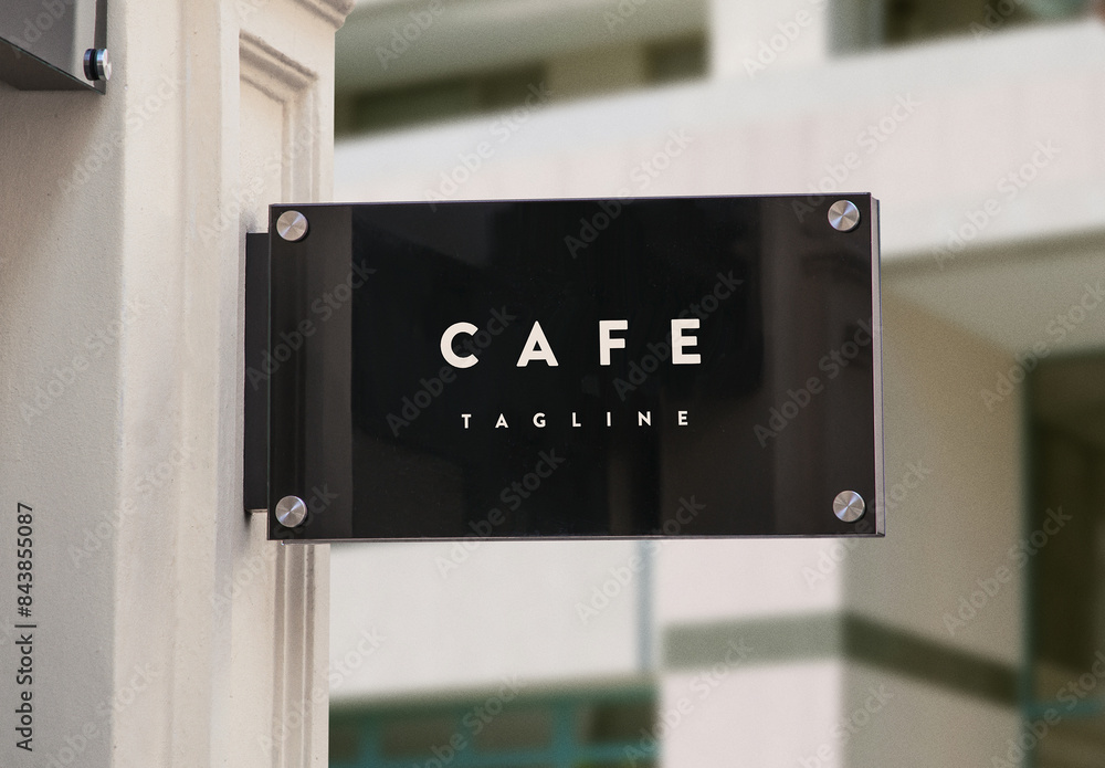 Logo Mockup Template Style Effect Wall Badge Sign Signboard Metal Text ...