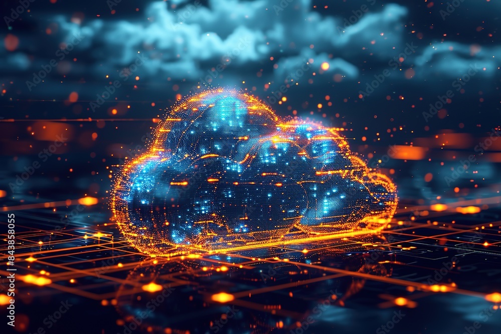 Cloud and Edge computing concept. Modern IT technology on virtual ...