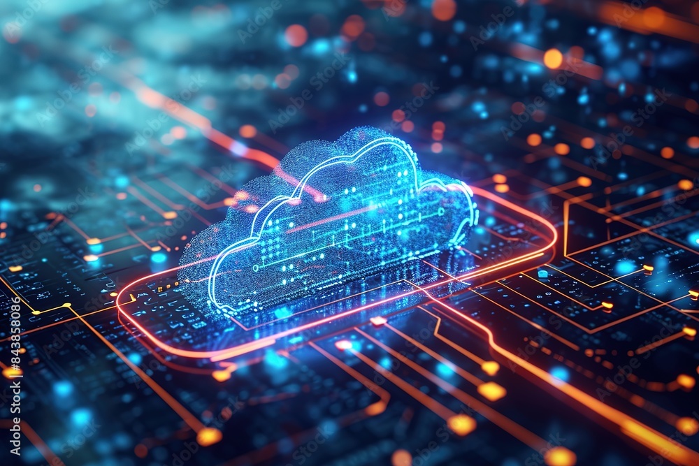 Cloud and Edge computing concept. Modern IT technology on virtual ...