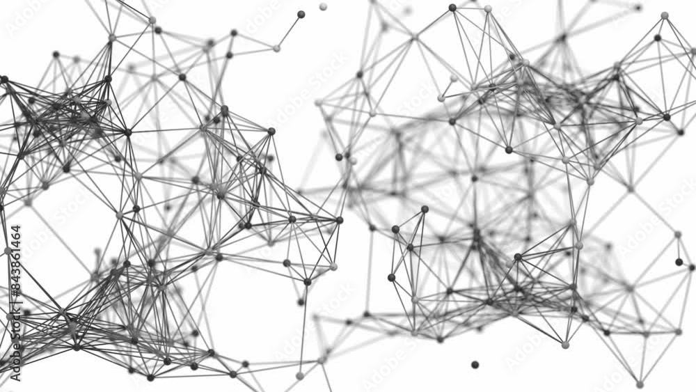 white background plexus polygon network 3d animation background. Can be used to represent ...