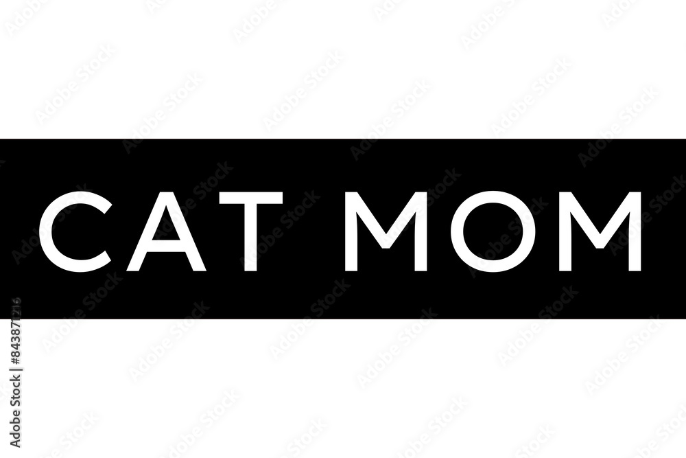 Cat mom text black and white label transparent background design Stock ...
