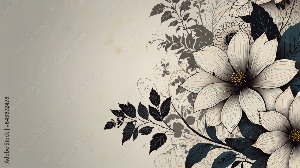 Elegant Floral Design in Minimalist Background for wallpapers, posters ...