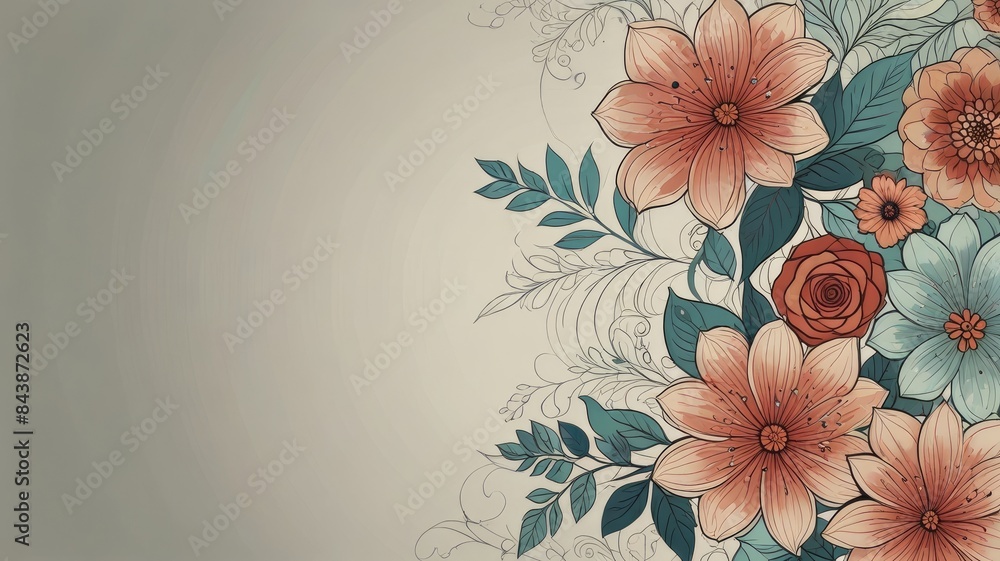 Elegant Floral Design in Minimalist Background for wallpapers, posters ...