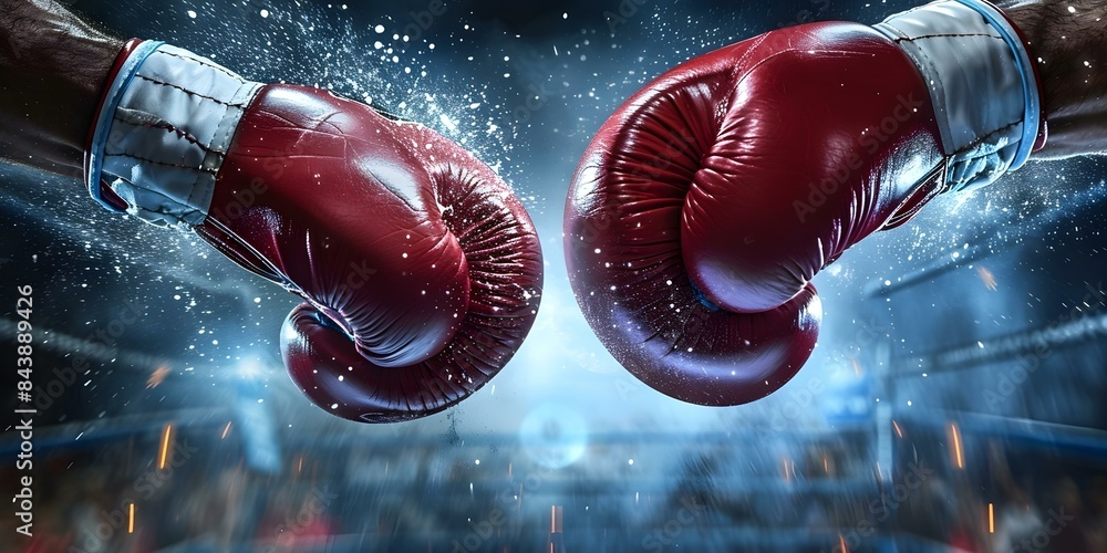 Iconic boxing match poster featuring two gloves facing off in intense ...
