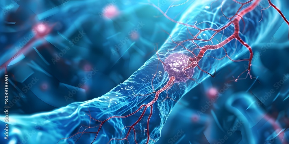 Symptoms of varicose veins in human legs highlighted on a blue ...