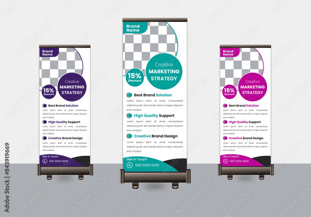 Vetor de Corporate rollup banner template, roll-up banner stand ...