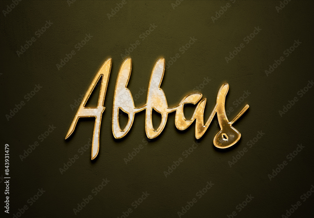 Old gold text effect of name Abbas with 3D glossy style Mockup. Stock ...