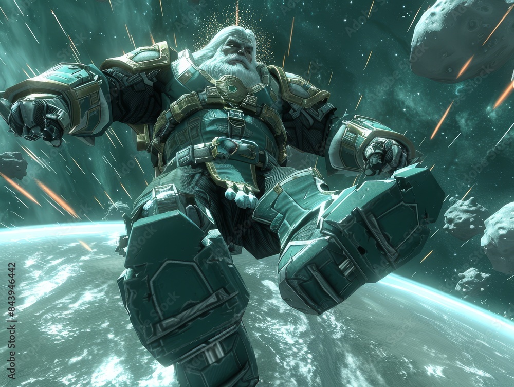 Powerful Colossal Robot Warrior in Futuristic Outer Space with ...