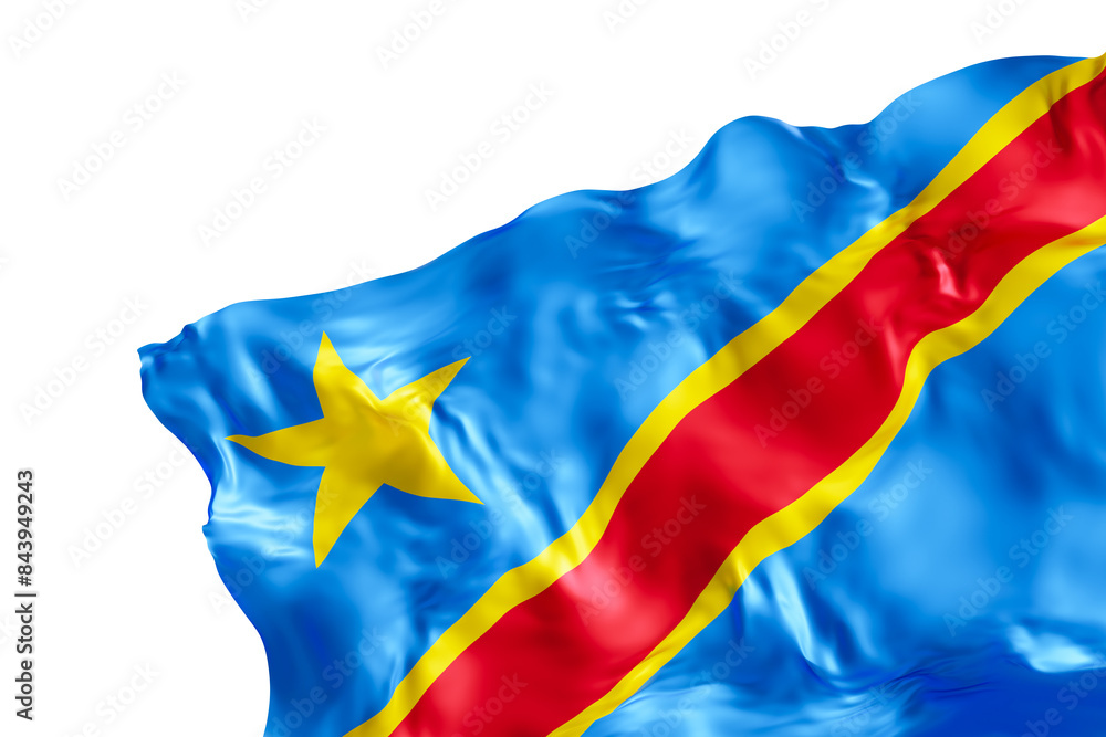 Realistic flag of Democratic Republic of the Congo, on transparent ...