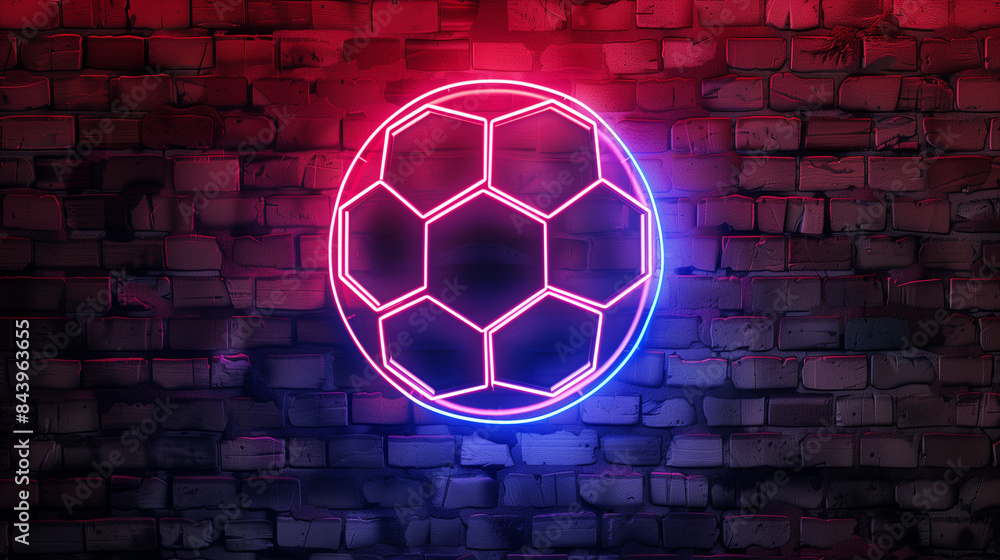 Vector realistic football frame logo isolated neon sign for template ...