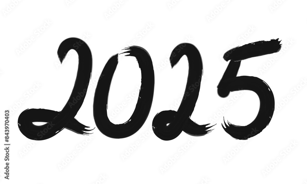 2025 brush painted calligraphy numbers transparent background. Sign for ...