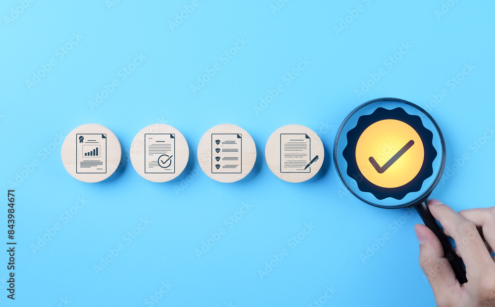 Quality Control and Certification Assurance Concept. Hand holding ...