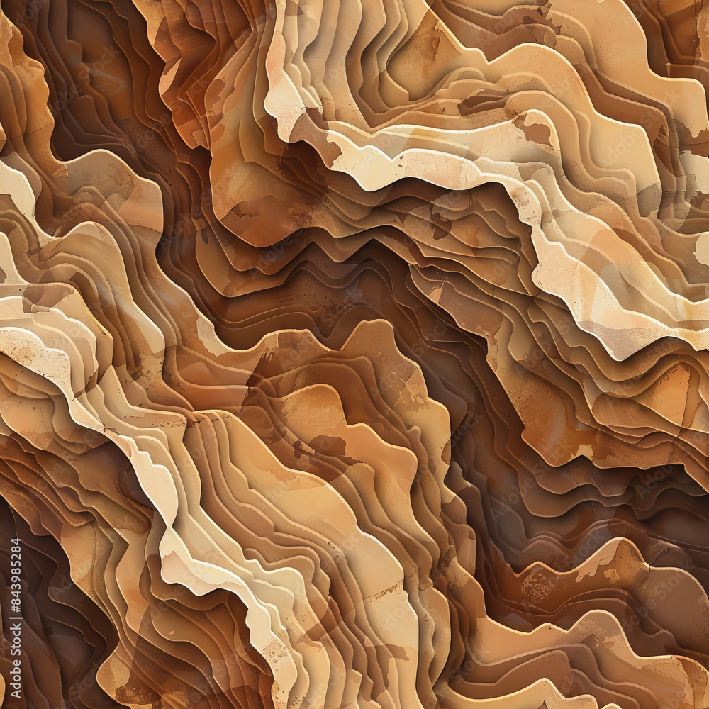 Seamless The image is a brown and tan pattern with a wave-like texture ...