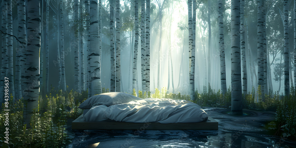 A glowing pond in a forest with a light on the bottom, Eerily Realistic ...