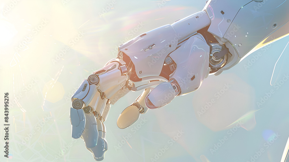 Robot hand on a blue background. robot, hand, blue background ...