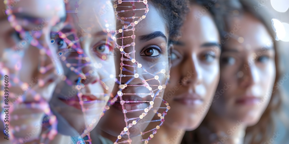 Unity in Diversity Collage of Human Faces and DNA Helix. Concept ...