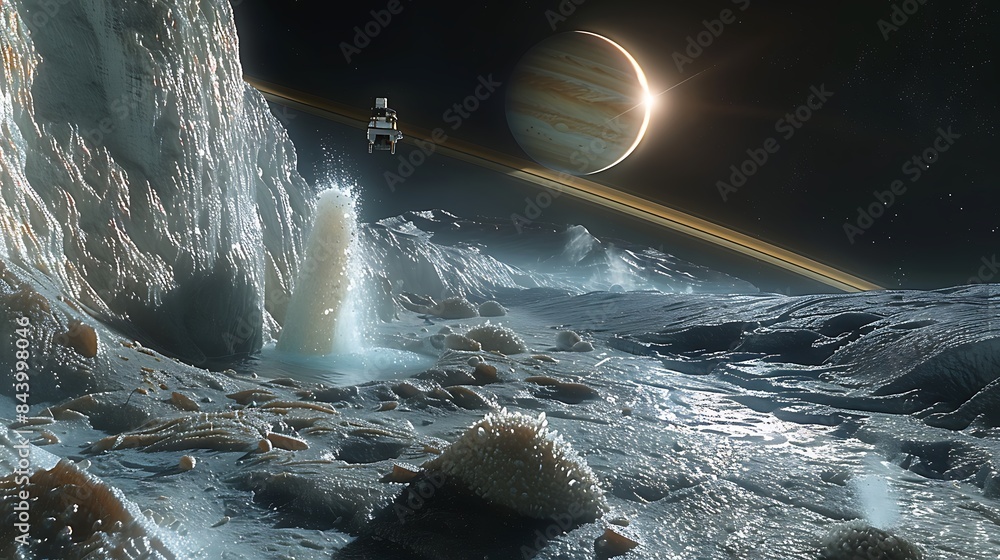spacecraft exploring the geysers of Enceladus within the Solar System ...