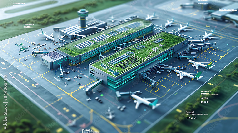 infographic showing the logistics of green airports including renewable ...