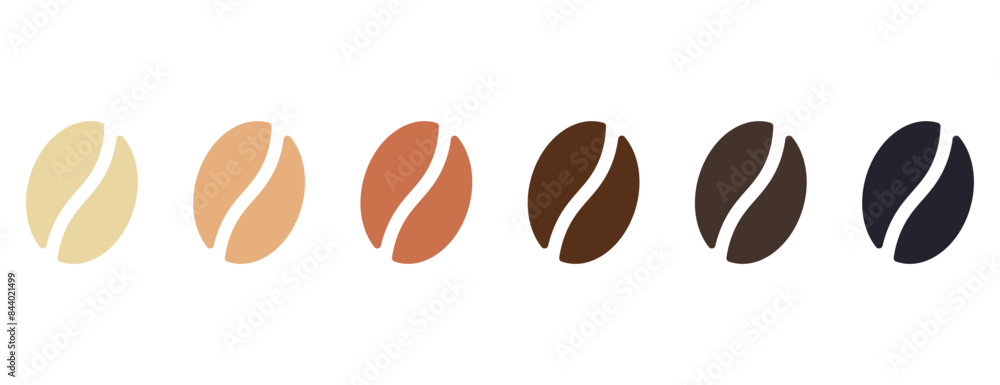 Coffee strength scale, different colour beans to show intensity or ...