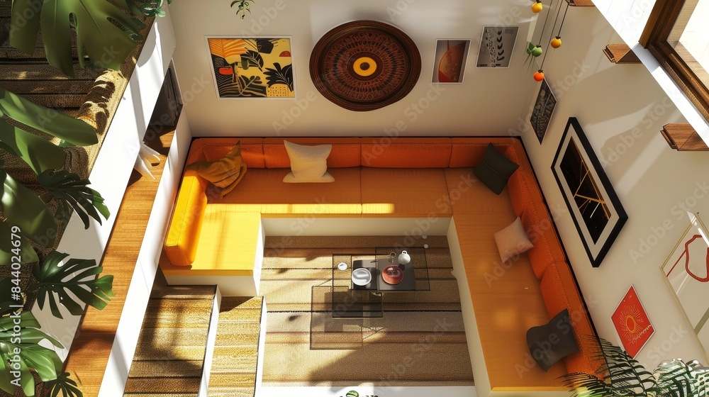 Geometric Cubism of Cozy 1970s Sunken Living Room - Retro Interior ...