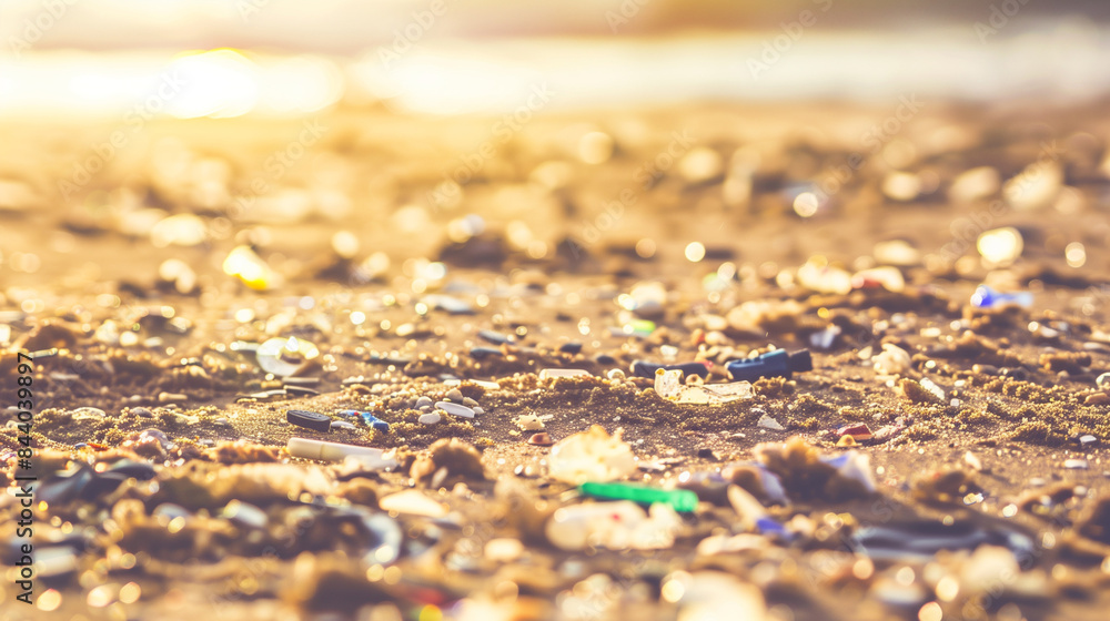 microplastics in the ocean. plastic pollution harming health. Stock ...