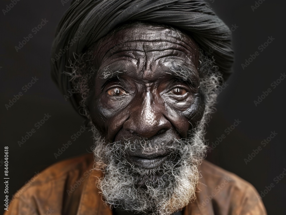 Man dark skin wearing skinny old man with beard, full body short, old ...