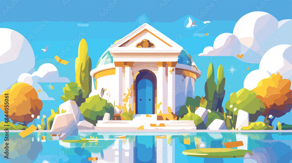 Bank icon. 2d flat cartoon vactor illustration wate Stock Vector ...