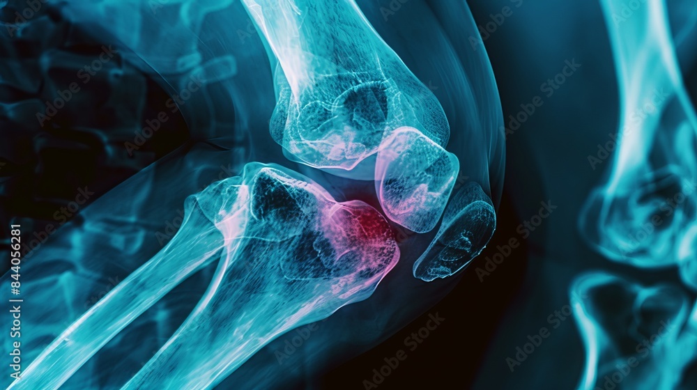 Visual representation of knee pain trauma through an X-ray image ...