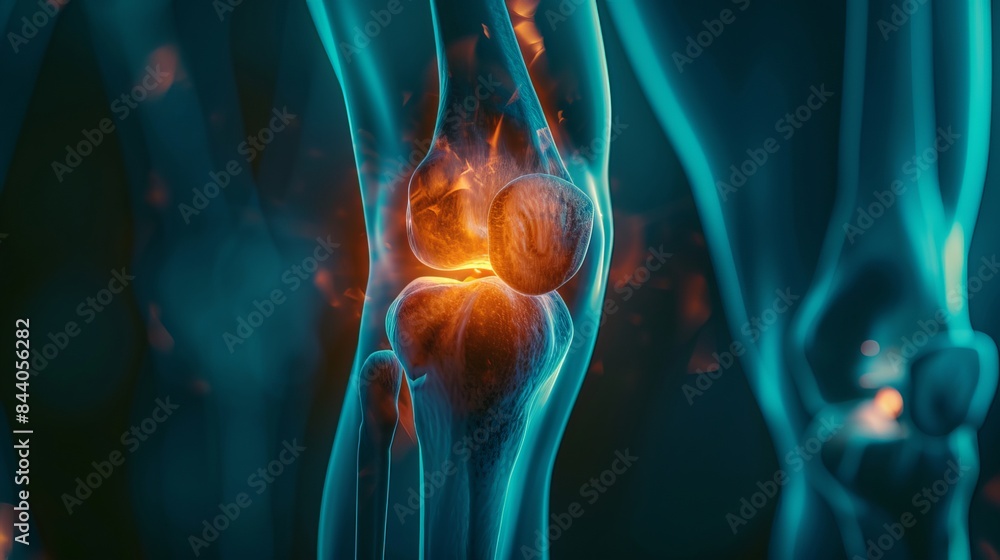 Visual representation of knee pain trauma through an X-ray image ...