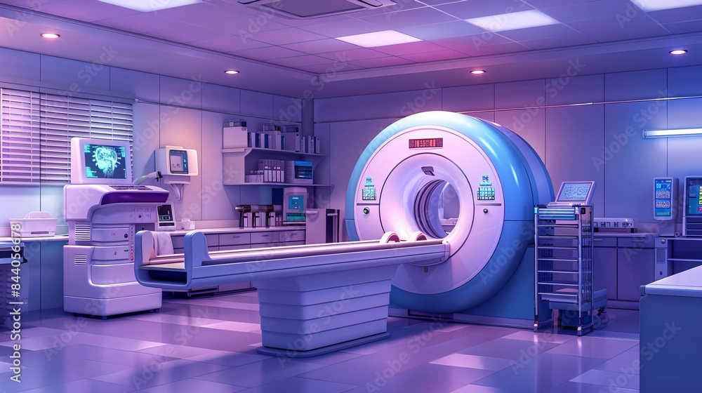 Hospital radiology room featuring an MRI scanner and X-ray machine ...