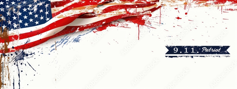 Commemorative visuals: text 9.11. patriot day, dedicated to honoring ...