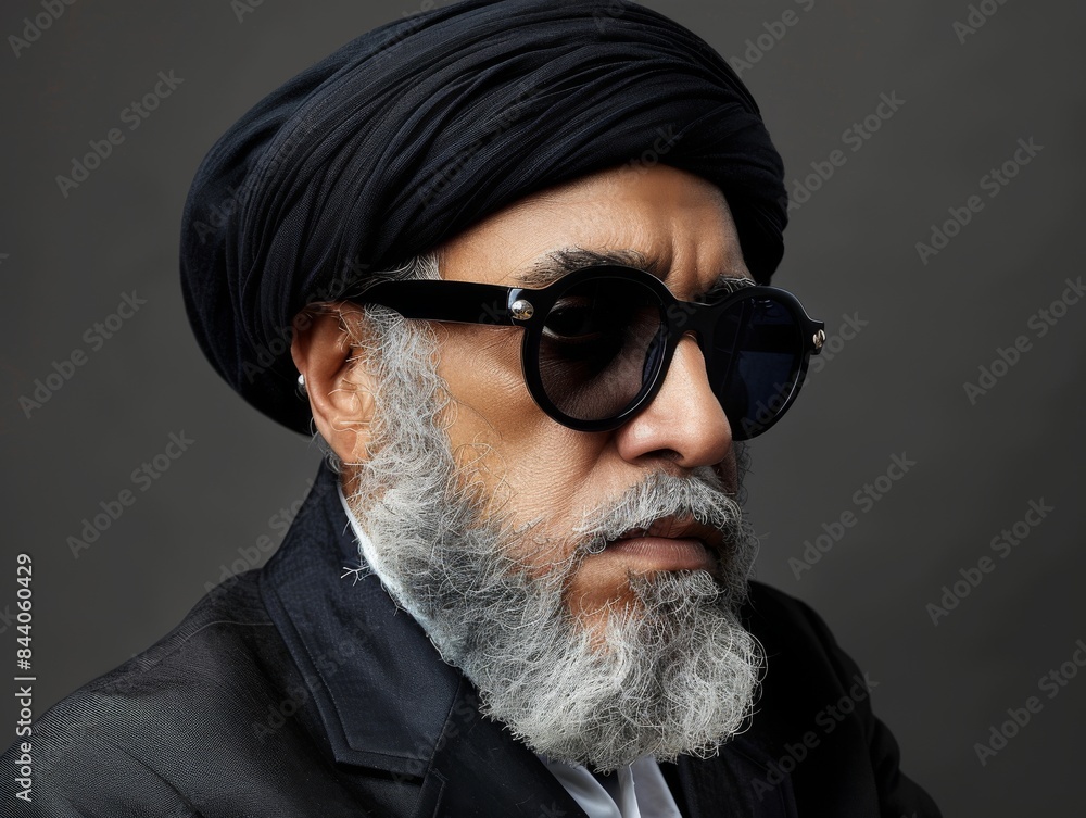 Man dark skin wearing skinny old man with beard, full body short, old ...