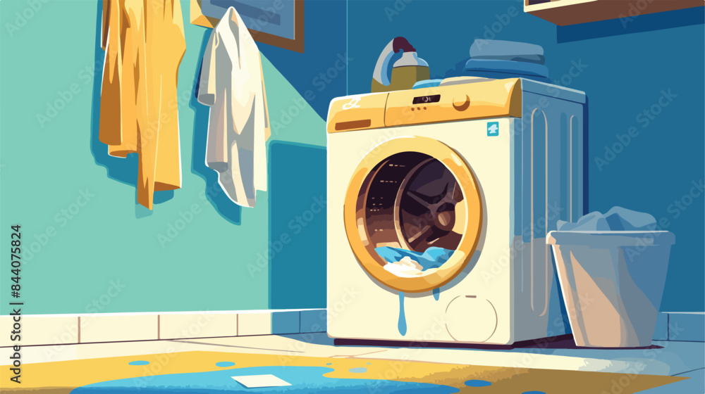 Cartoon washing machine 2d flat cartoon vactor illu Stock Vector ...