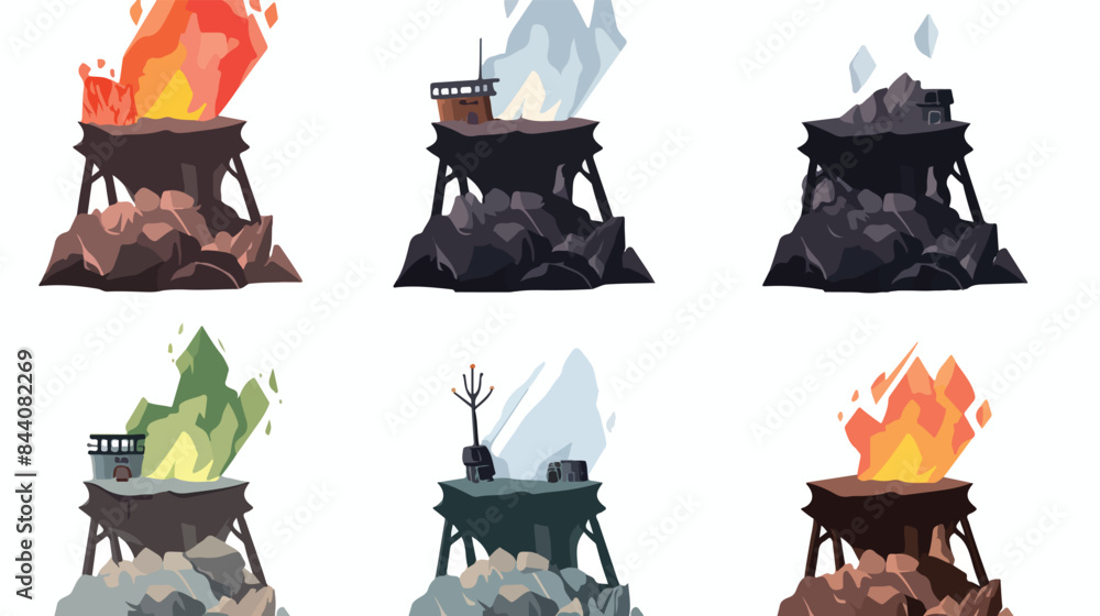 Coal oil gas symbol icon set. Clipart image isolate Stock Vector ...