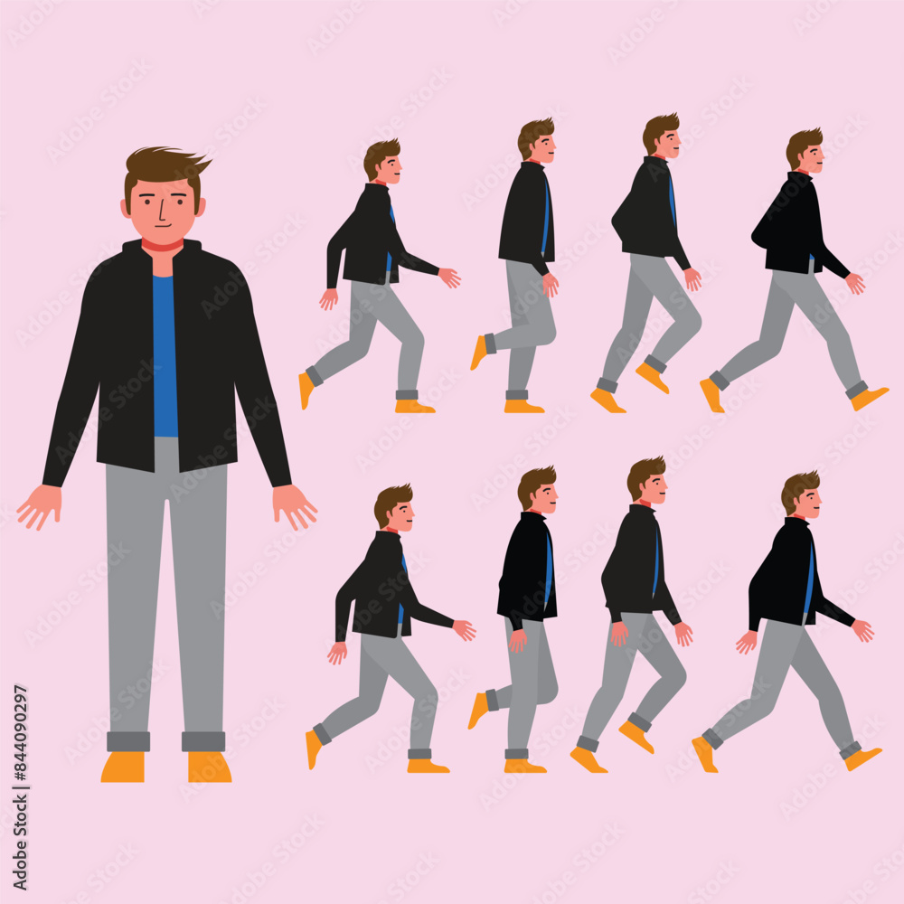 Flat character, Flat character frame, character for animation, flat ...