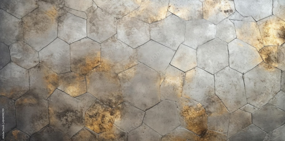 hammered metal texture on a concrete wall with a square tile in the ...