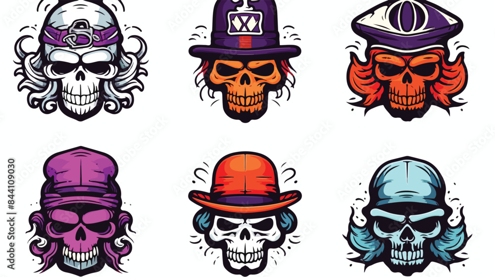 Gangster skull vector logos set icons or tattoos ur Stock Vector ...