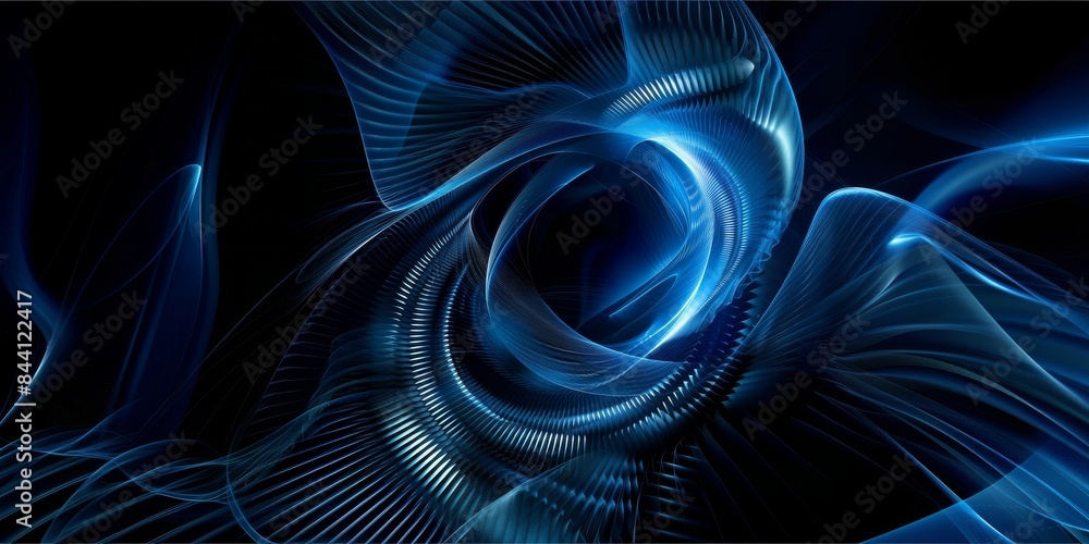 abstract graphic with blue tones , parametric design forms, with ...