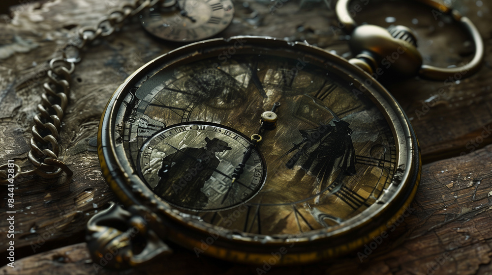 An old, dusty pocket watch that, when opened, transports the holder to ...