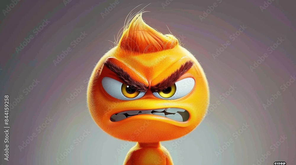 Angry cartoon character with furious expression, illustration of ...
