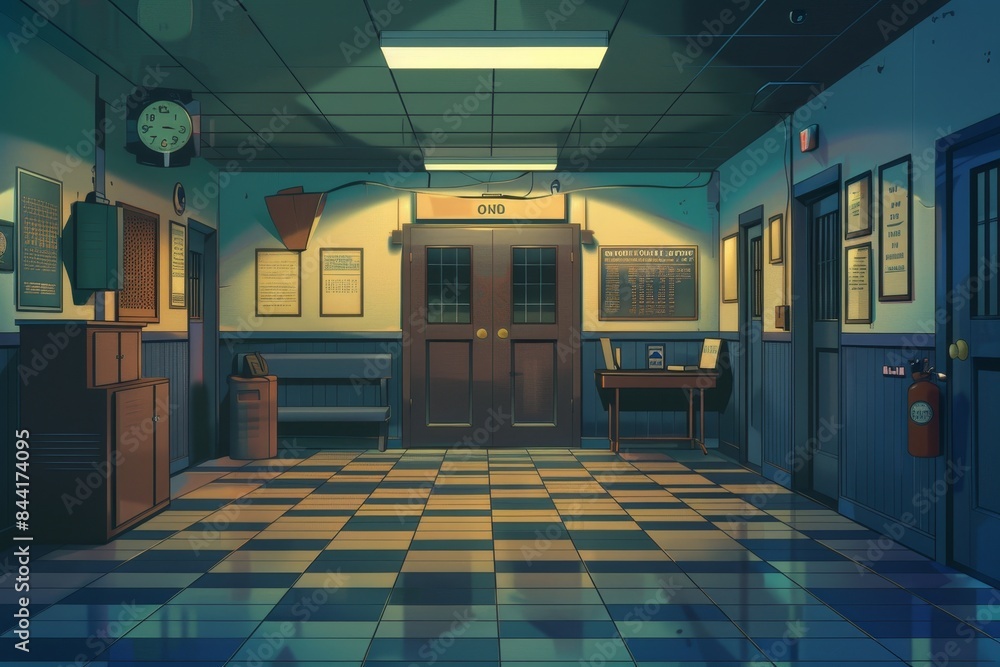 Authentic interior of a police station building, ideal for creating a ...