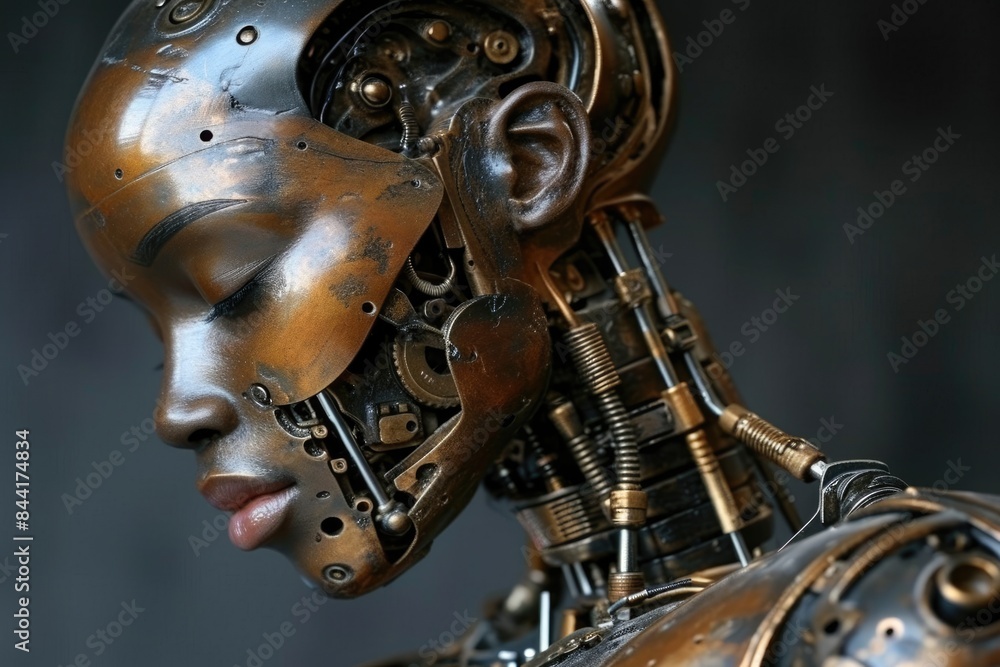 Techno-Human Integration: A Black Woman's Face as a Cyborg, Showcasing ...