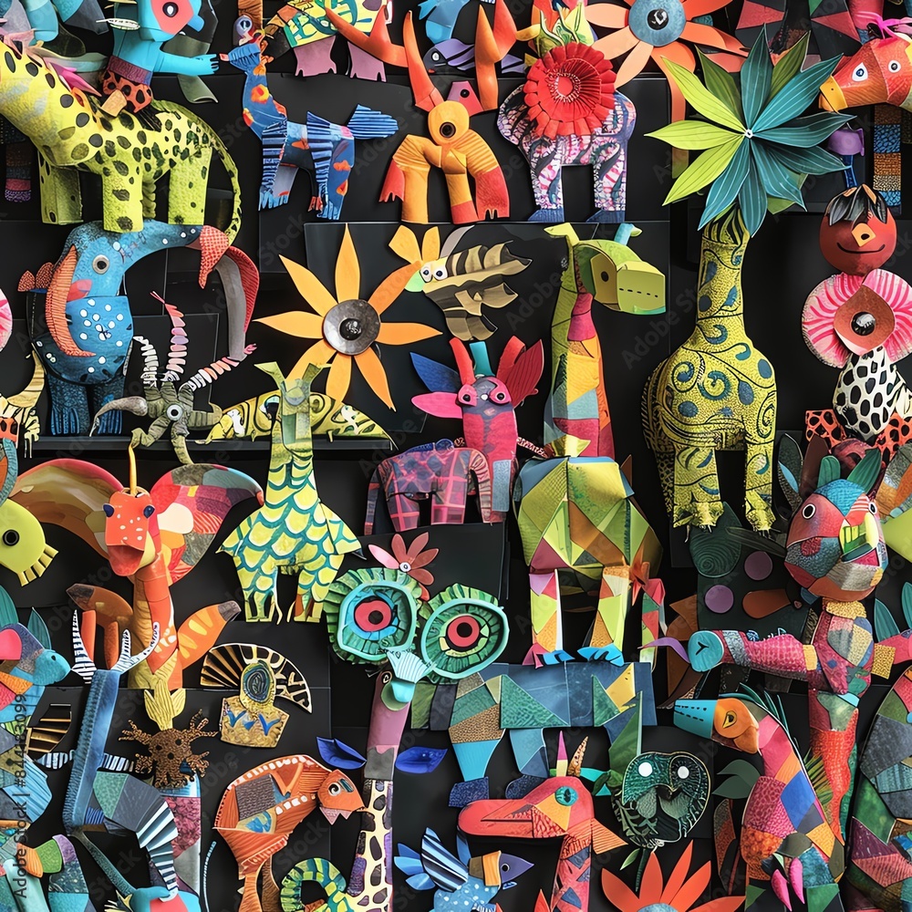 Artistic rendering of a display featuring an array of colorful paper ...