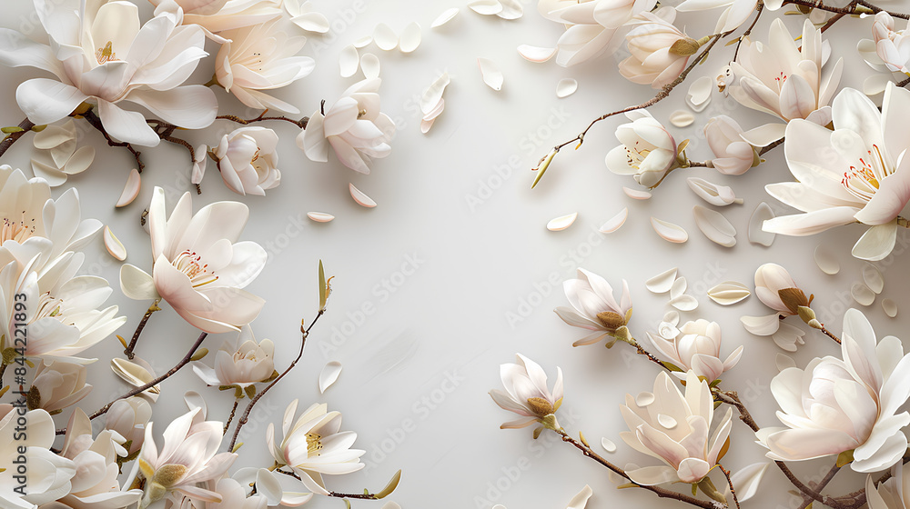 Magnolia border frame backgrounds pattern flower Stock Photo | Adobe Stock