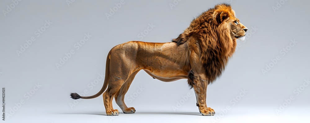 Side view of a standing lion 3D model, isolated on a white background ...