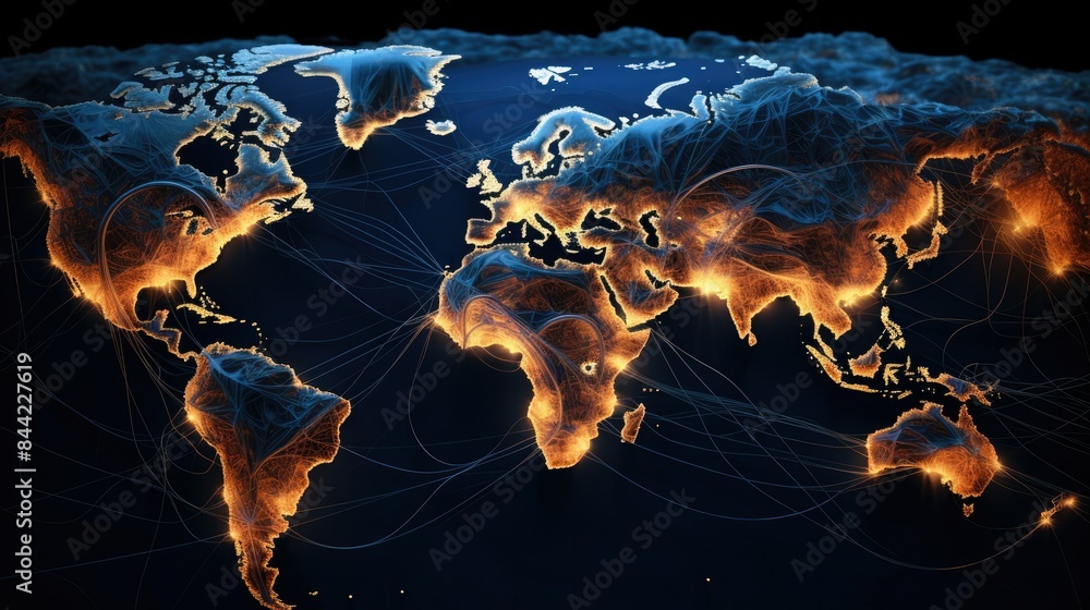 Foto de Photograph of a detailed map of the undersea cable network ...