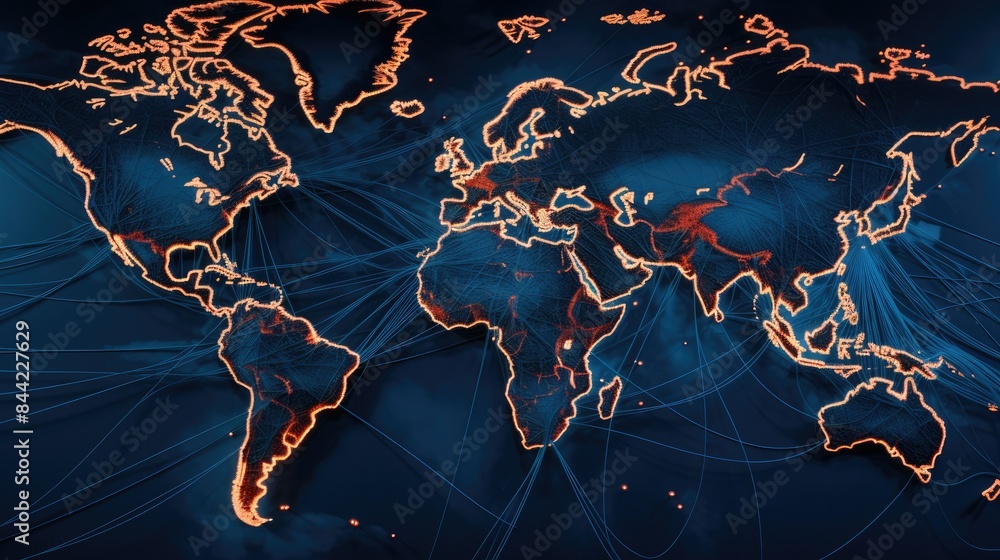 Photograph of a detailed map of the undersea cable network, showcasing ...