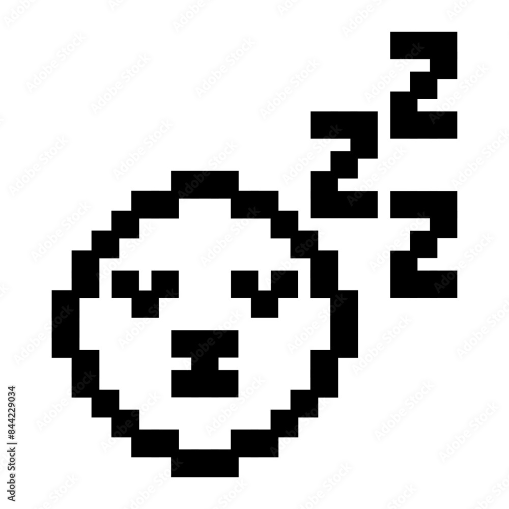 pixel art sleep emoticon icon, 8bit style emoticon Stock Vector | Adobe ...
